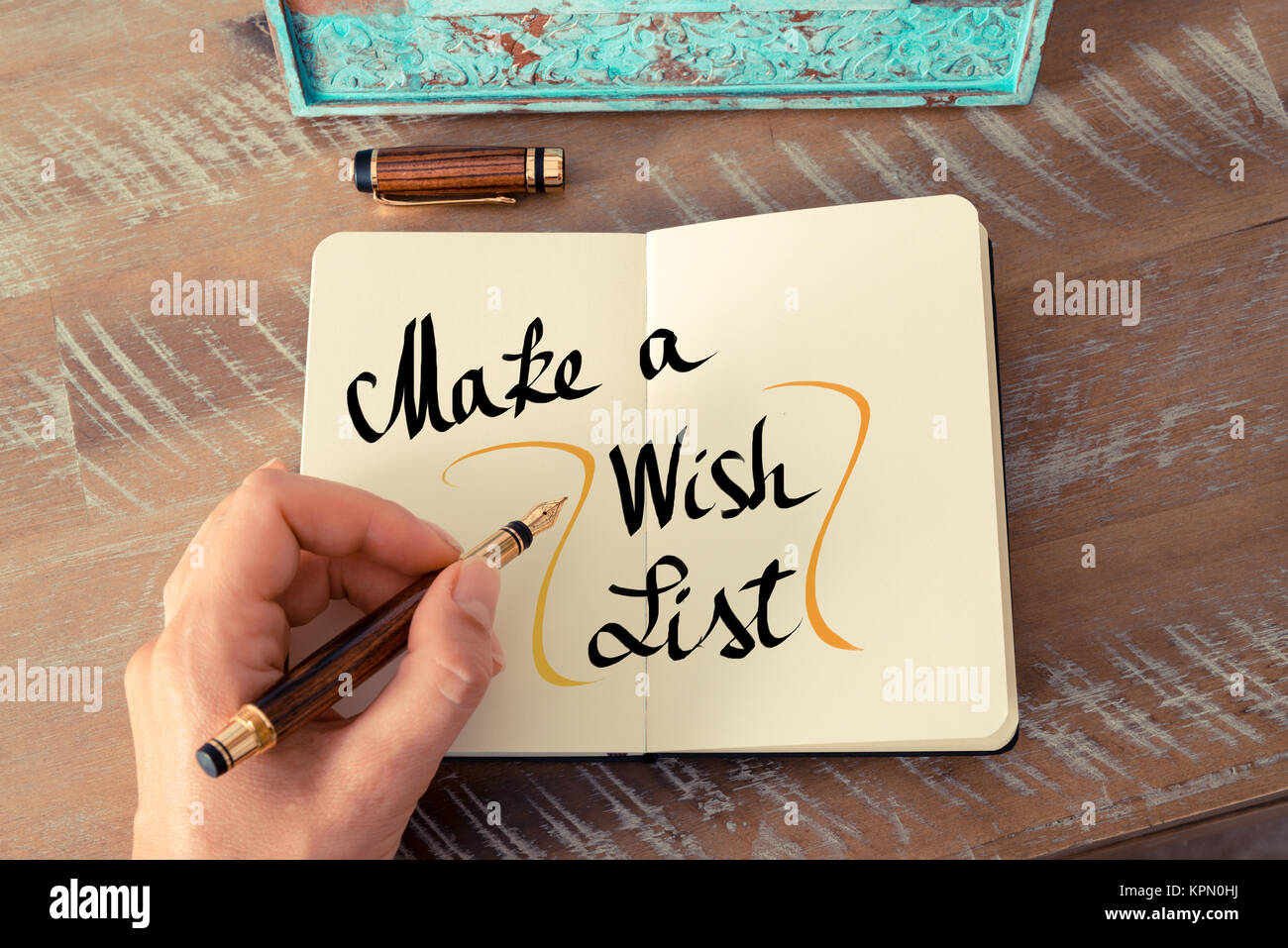 Written text Make A Wish List Stock Photo - Alamy