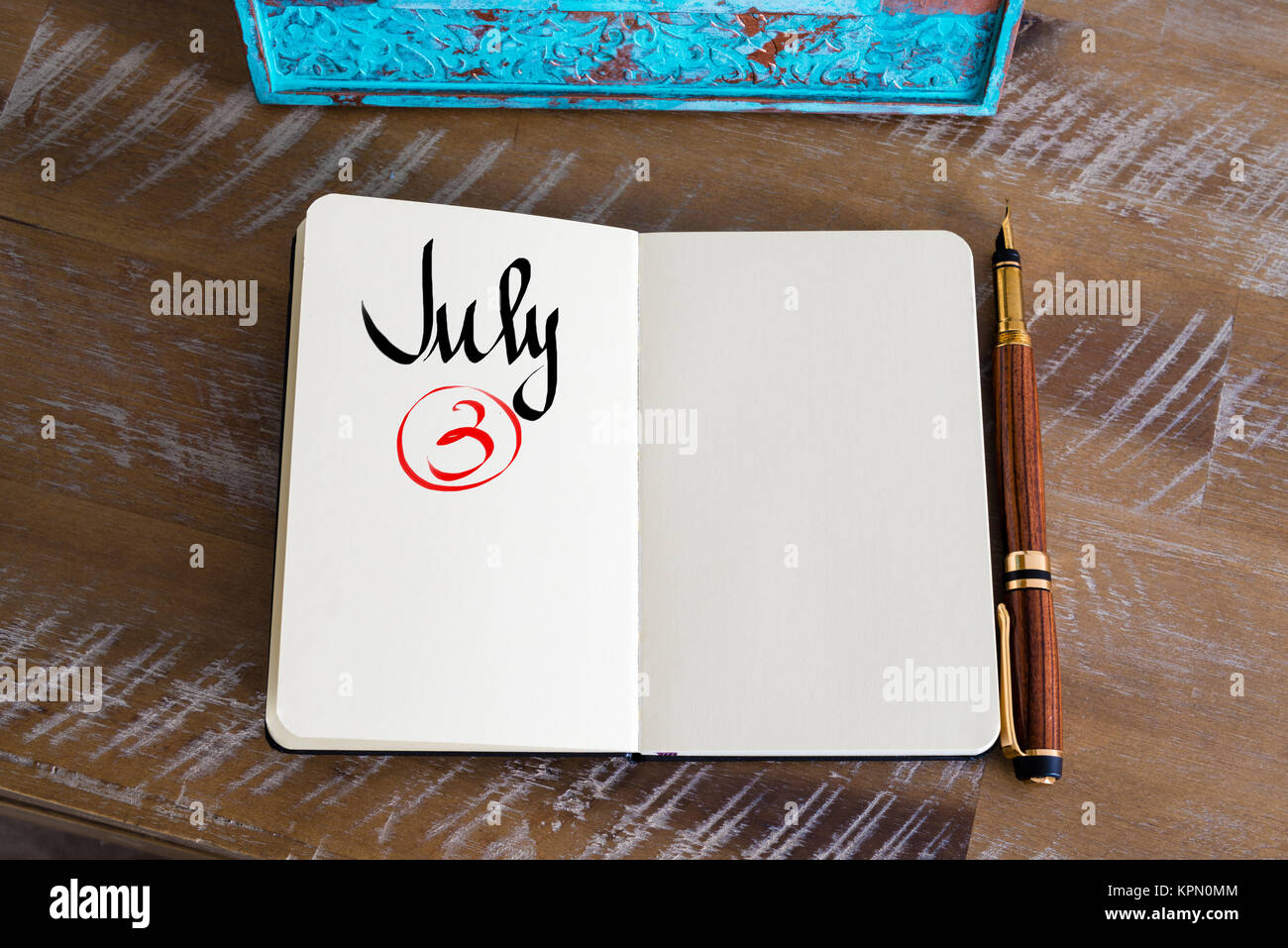 July 3 Calendar Day handwritten on notebook Stock Photo - Alamy