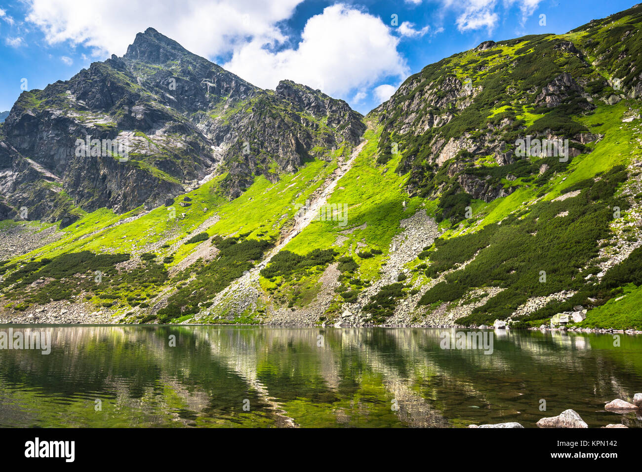 beautiful landscape of black ridge pond in tatra mountains Stock Photo ...