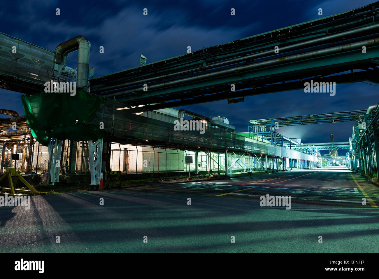 Industry manufacture at night Stock Photo - Alamy