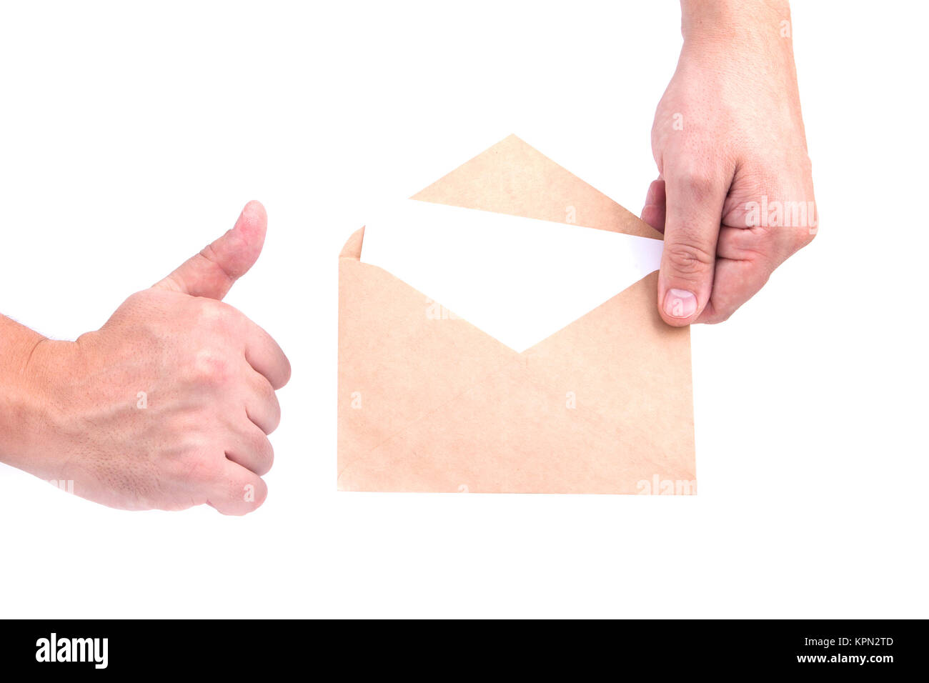 hands holding envelopes with letters on the white background isolated ...