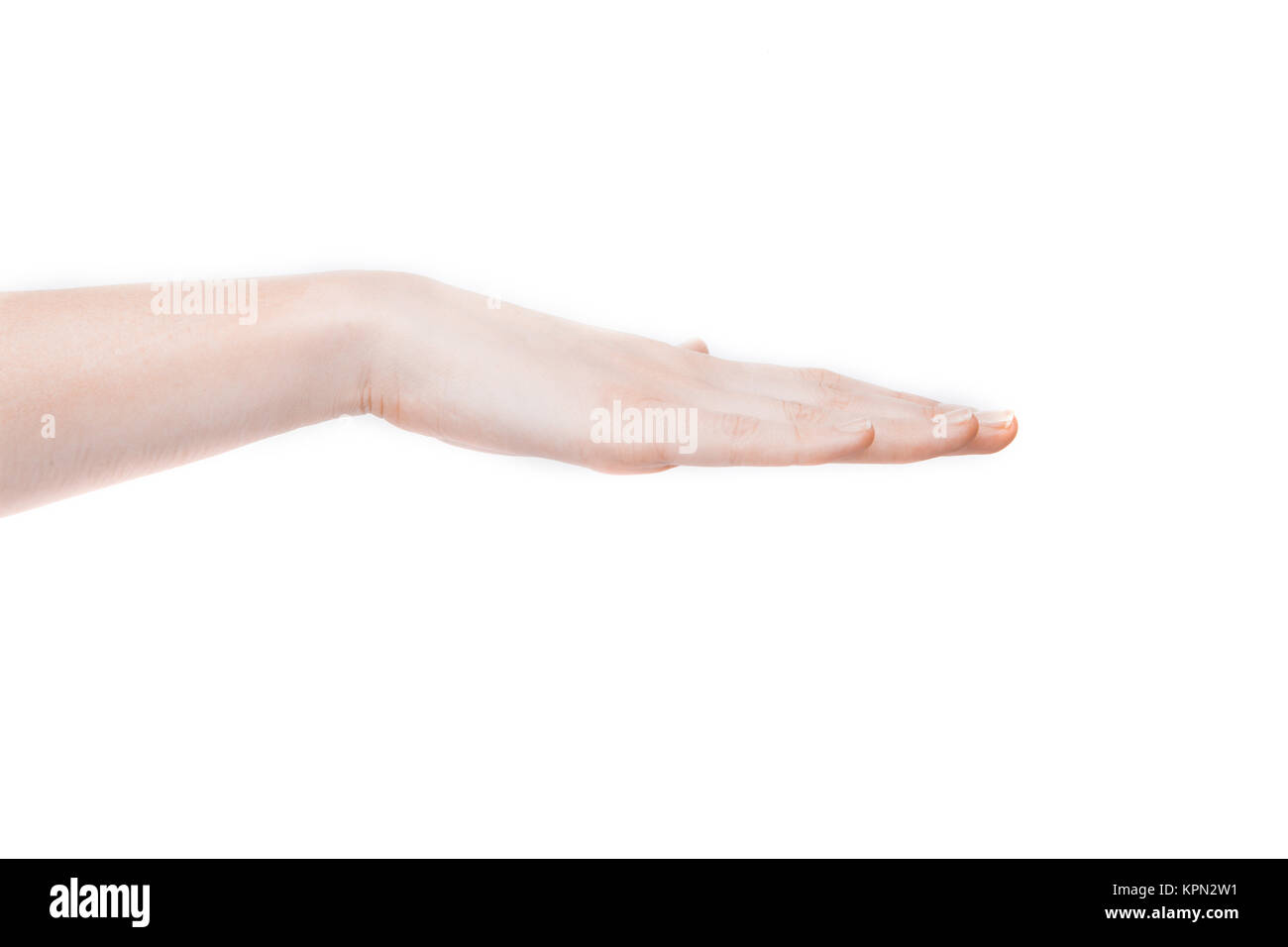 Female hand showing gesture on an isolated white background Stock Photo ...