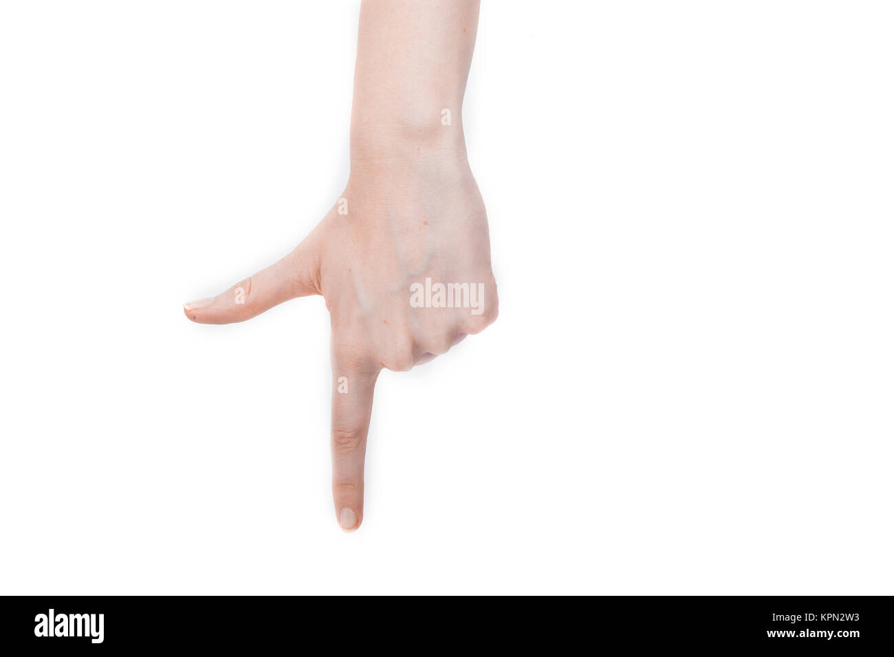 Female hand showing gesture on an isolated white background Stock Photo ...