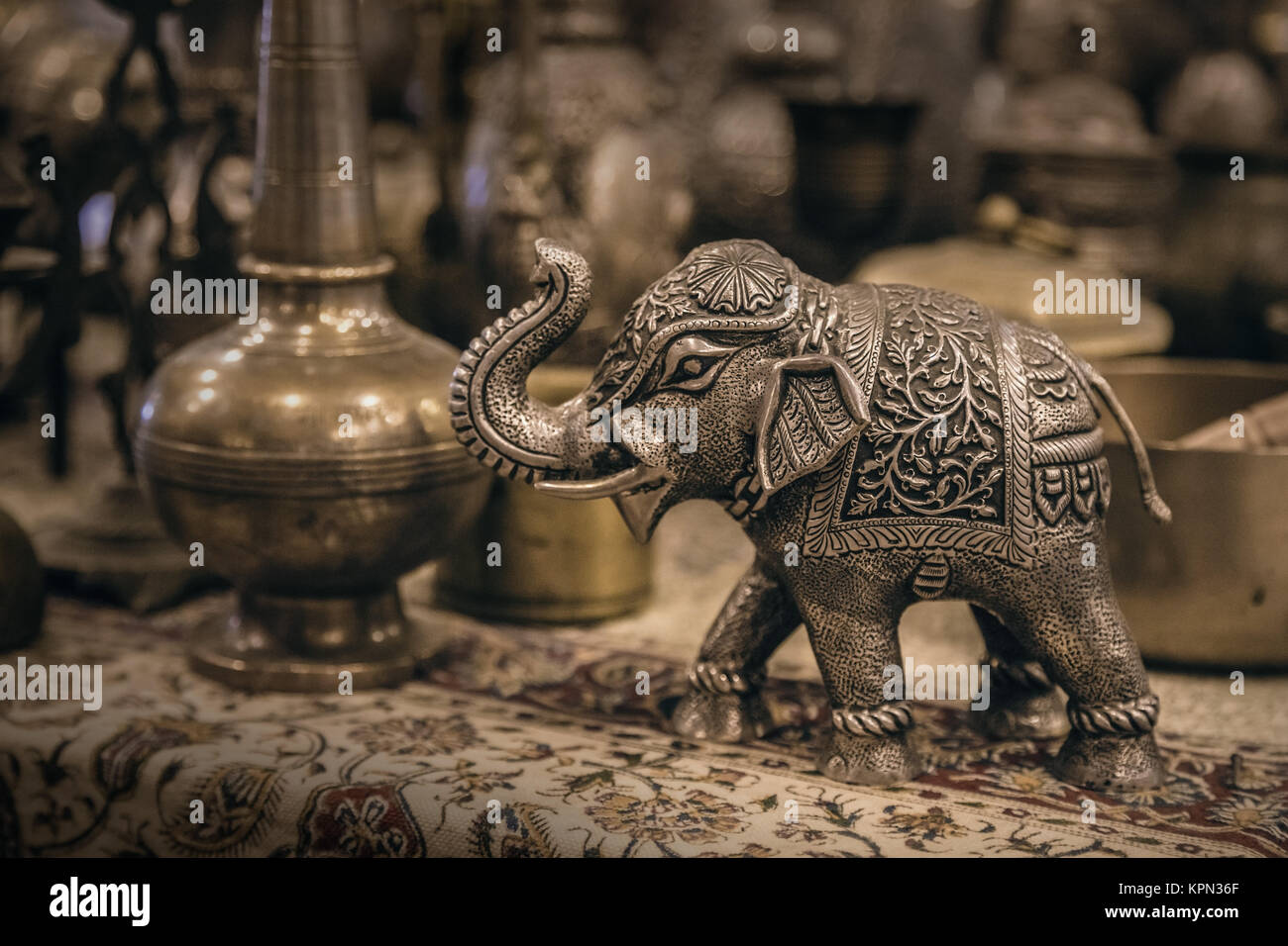 Detailed close-up elephant figurine made of metal Stock Photo - Alamy