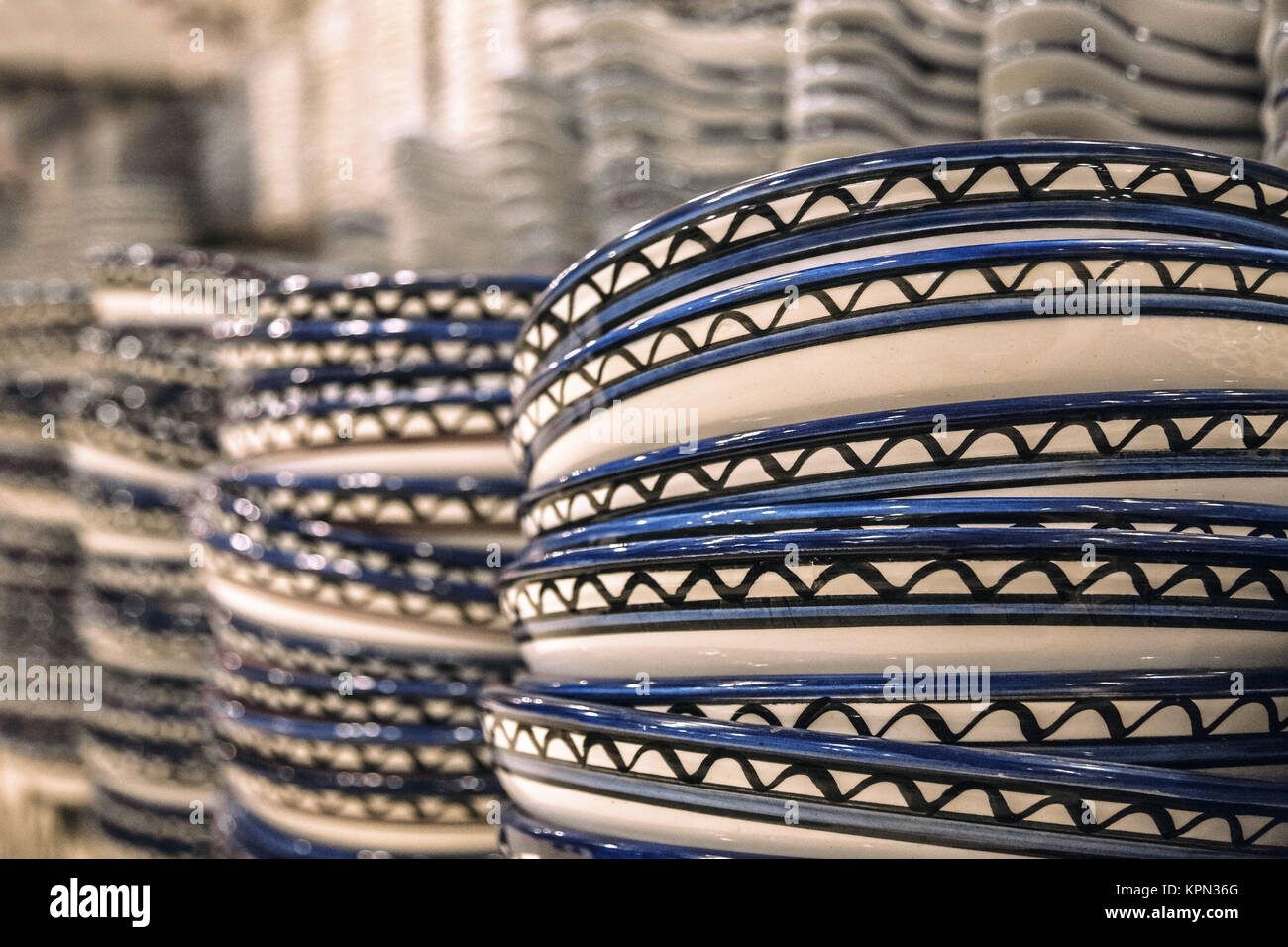 Stacks of plates with the national pattern Jordan Stock Photo - Alamy