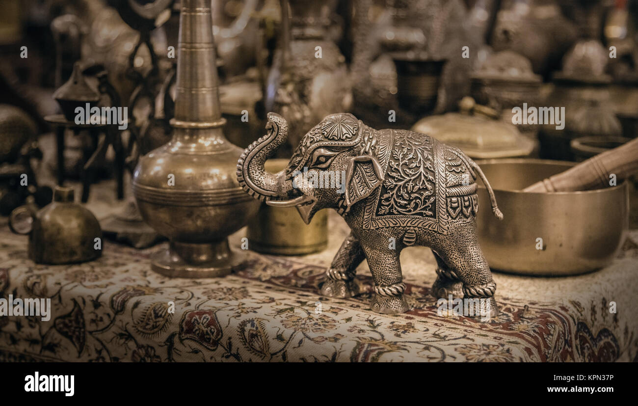 Detailed close-up elephant figurine made of metal Stock Photo - Alamy