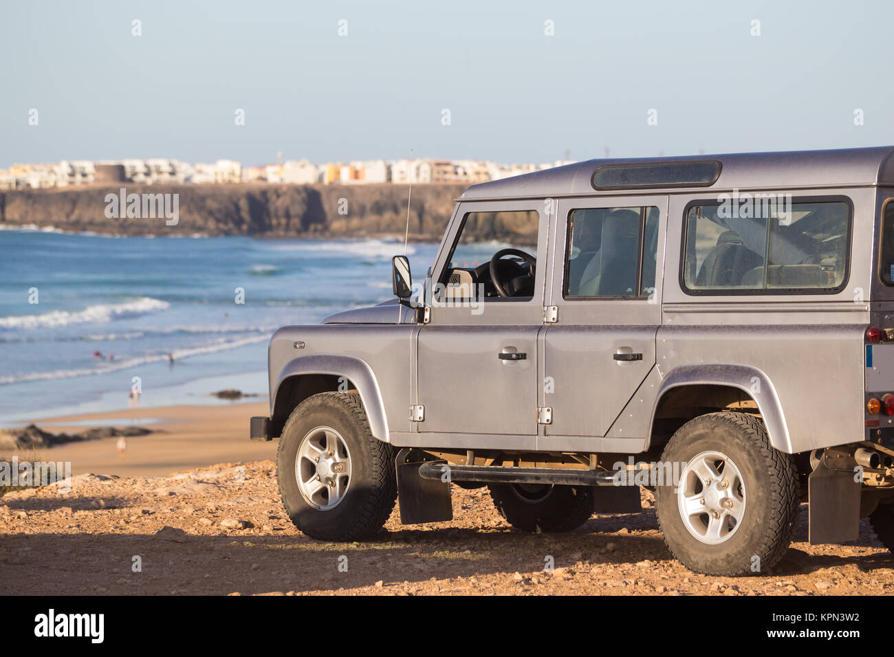 Jeep on beach Stock Photo - Alamy