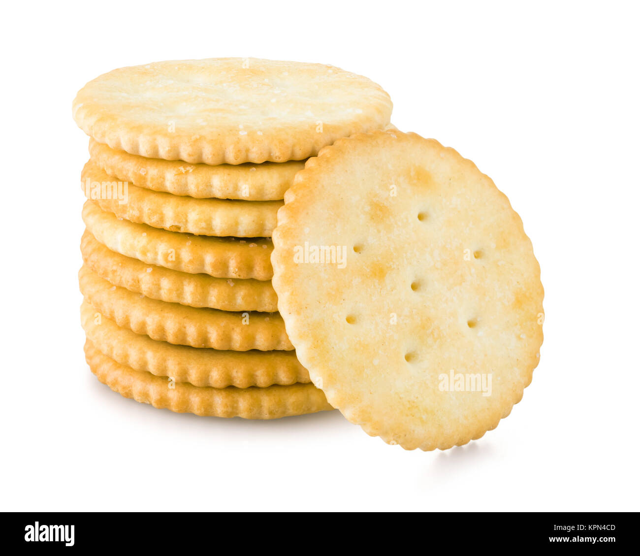 Golden round crackers over white background Stock Photo - Alamy