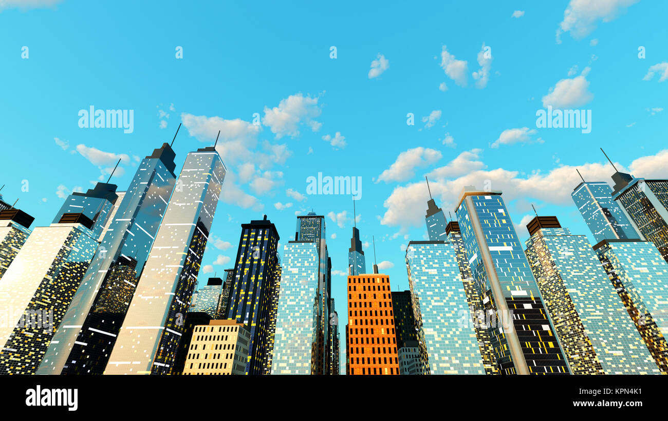 Generic urban architecture and skyscrapers forming a huge city. 3D ...