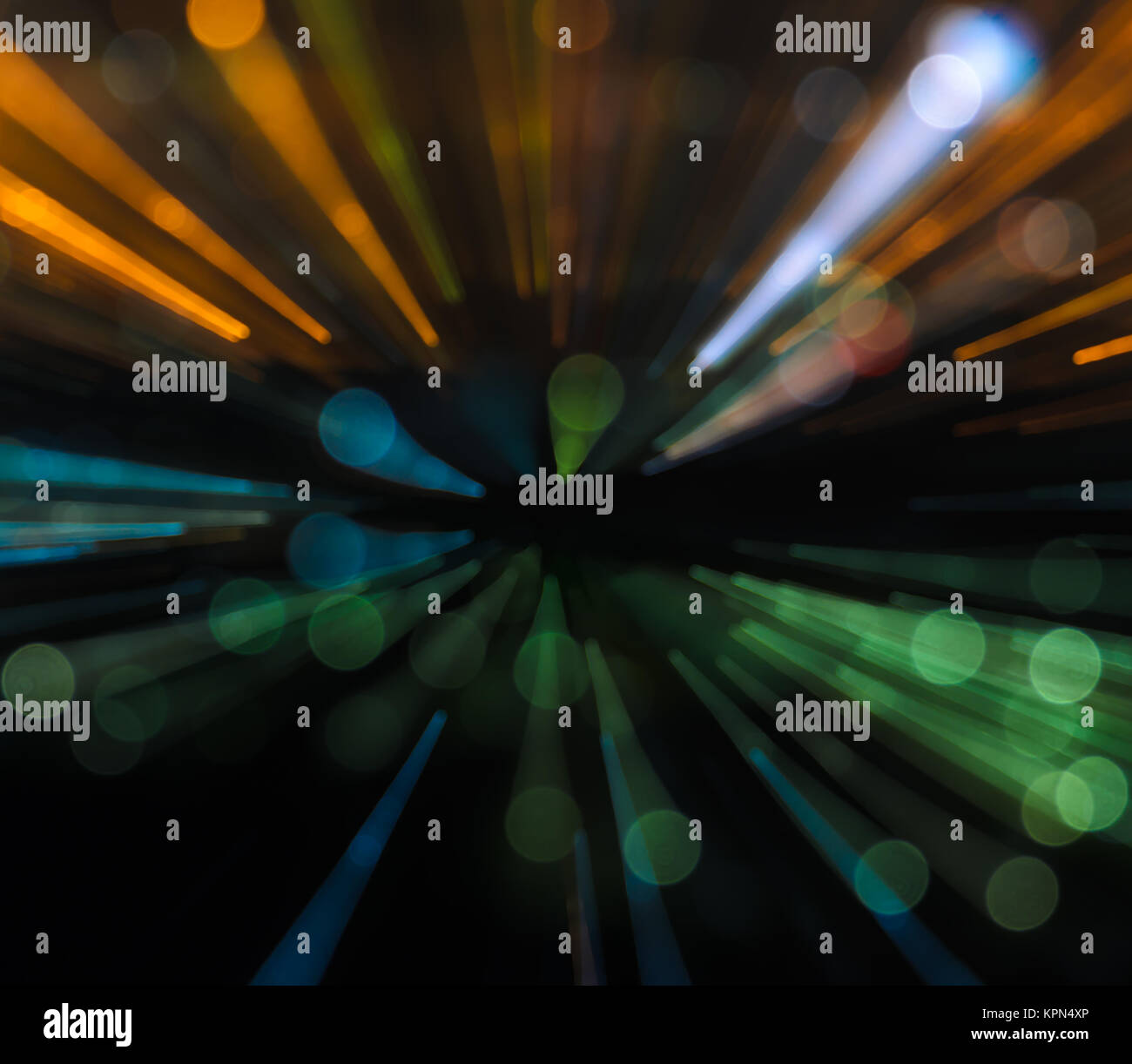 Abstract zoom blur city bokeh lights background Stock Photo - Alamy