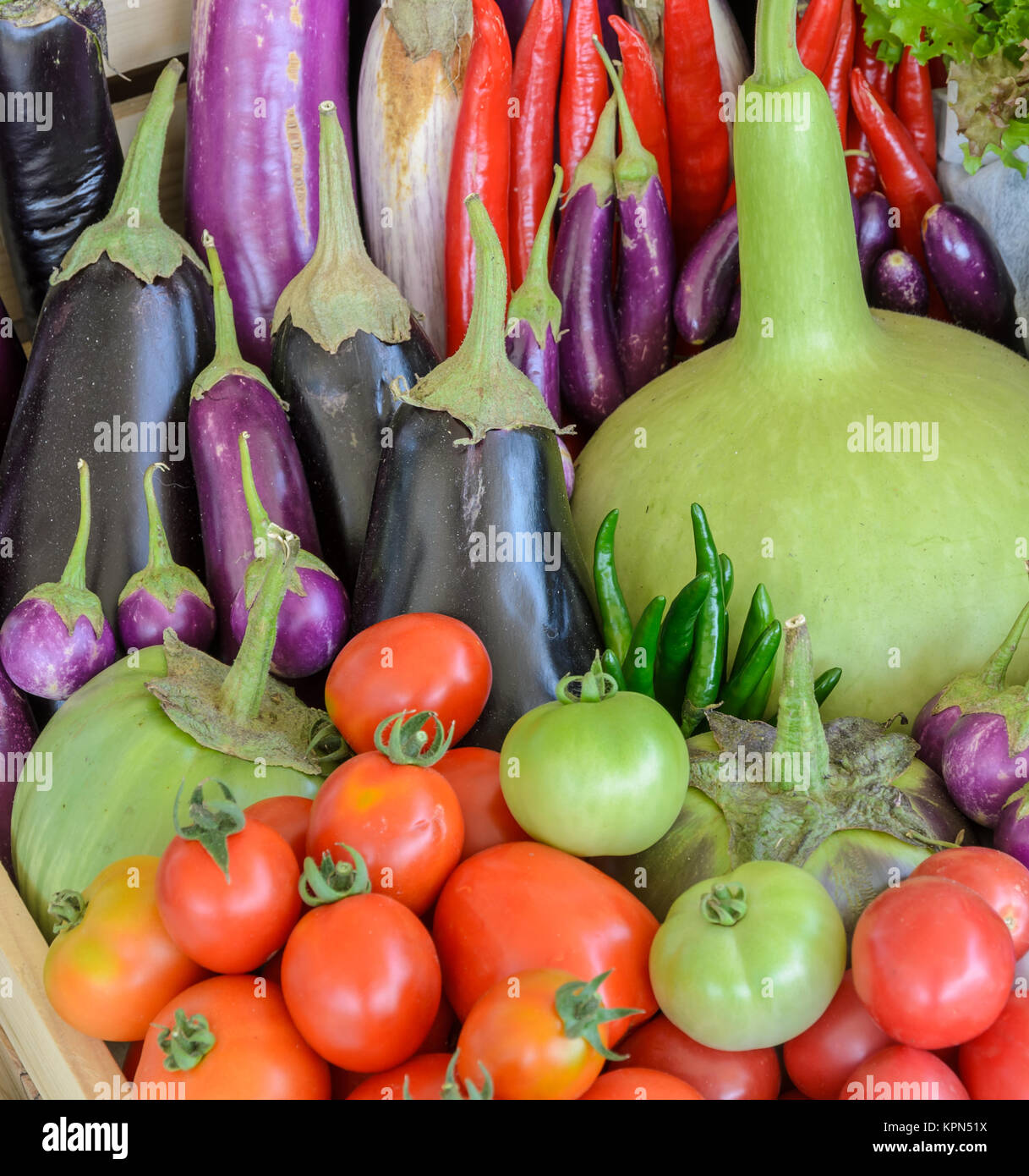 Colorful vegetable in wooden box Stock Photo - Alamy