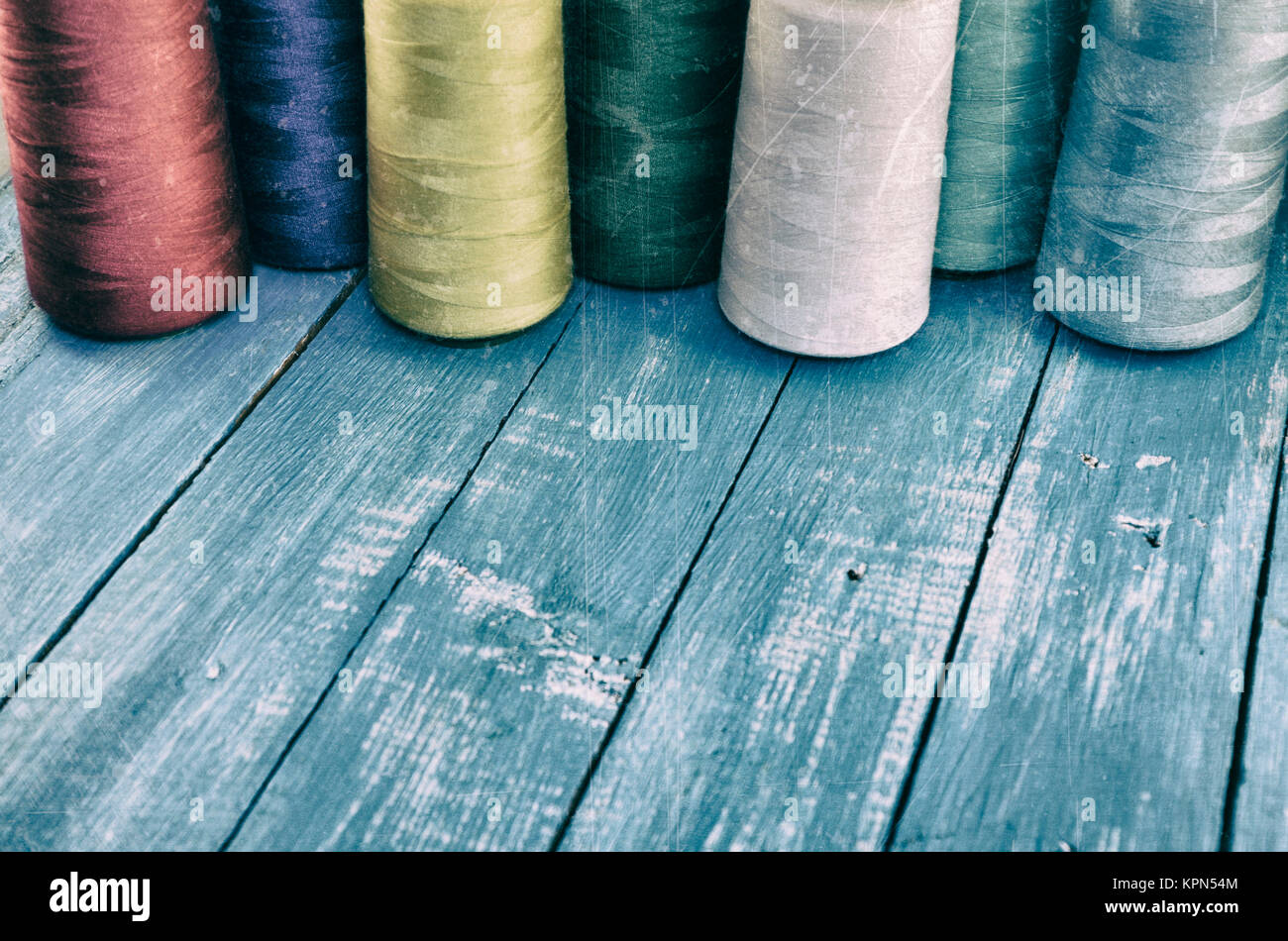 Vintage photo colored threads for sewing and embroidery Stock Photo - Alamy
