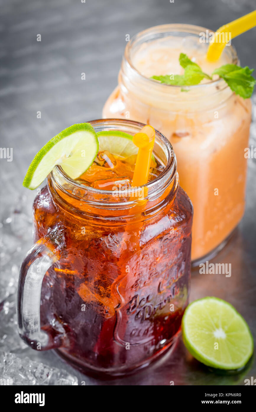 Thai iced tea served thai hi-res stock photography and images - Alamy