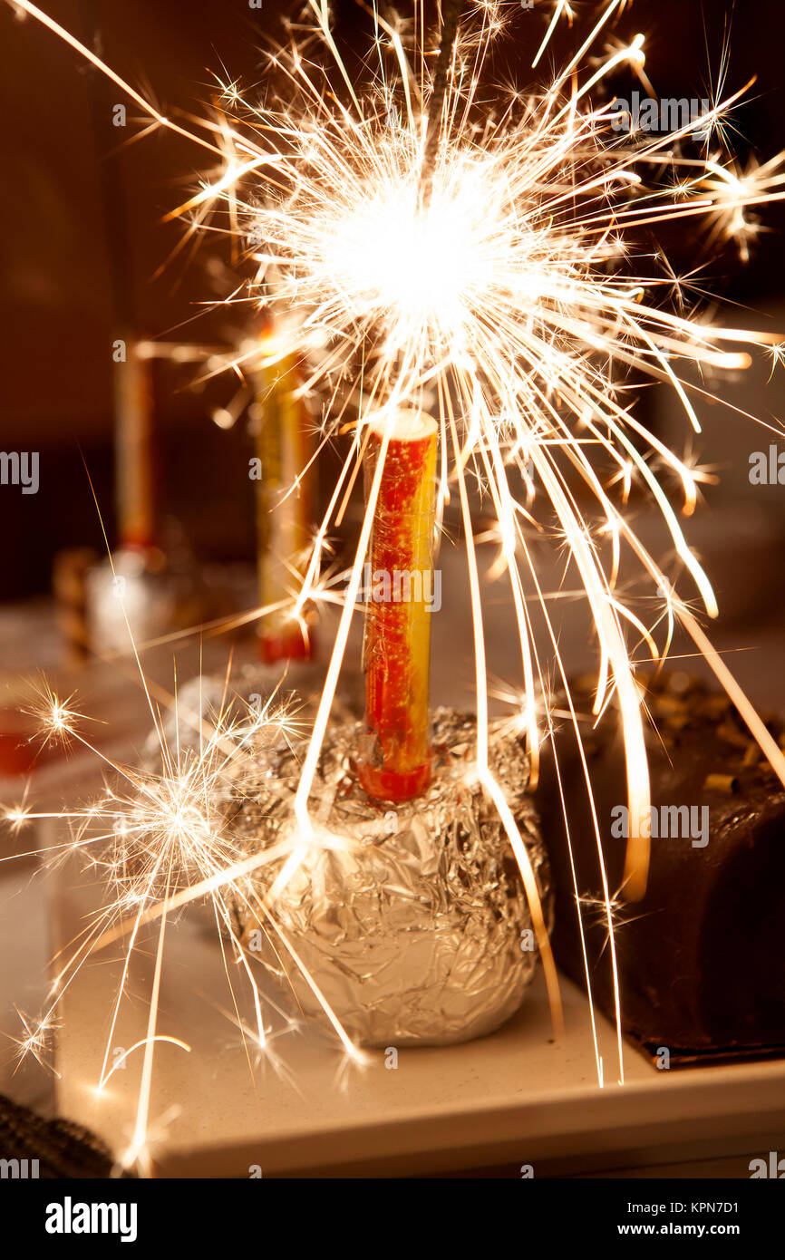 Sparkler on ice cream buffet Stock Photo - Alamy