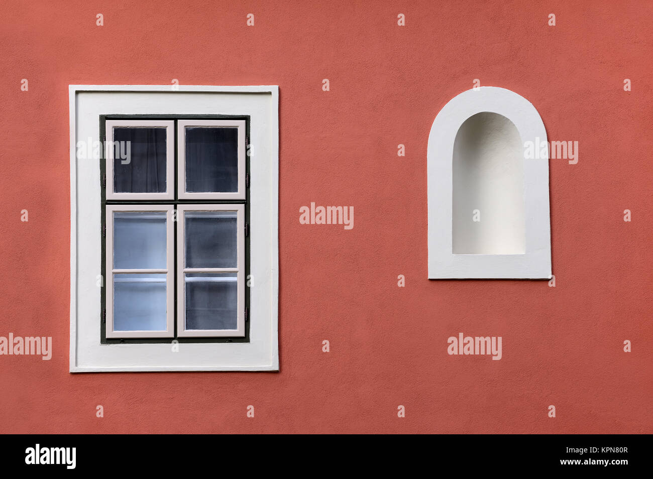 Closed window with wall niche Stock Photo - Alamy