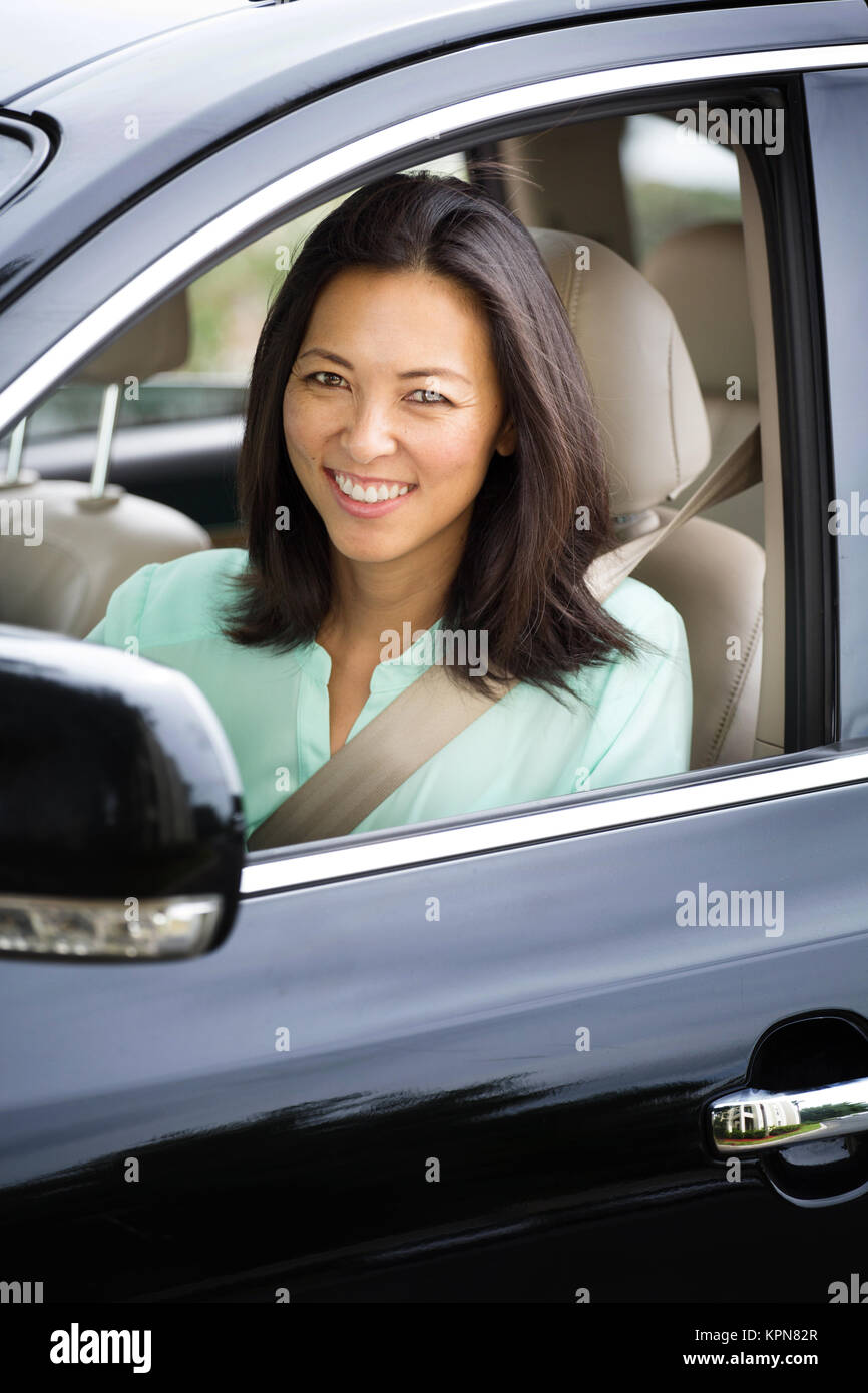 Mature woman driving car happy hi-res stock photography and images - Alamy