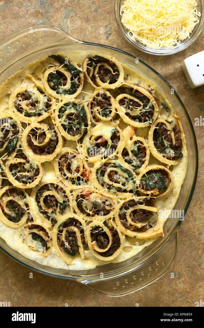 Baked Crepe Rolls Casserole Stock Photo - Alamy