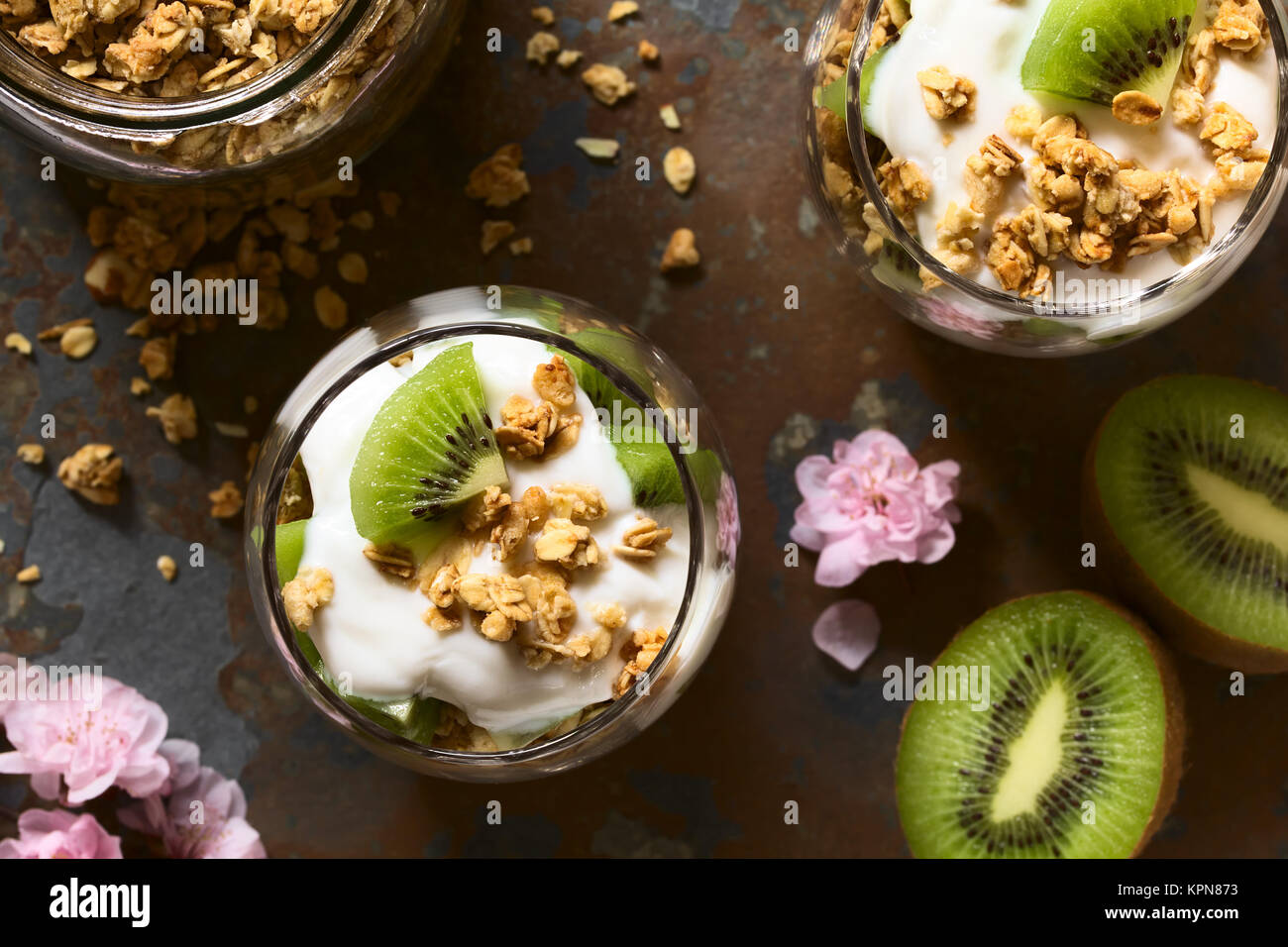 Yogurt Granola and Kiwi Parfait Stock Photo - Alamy