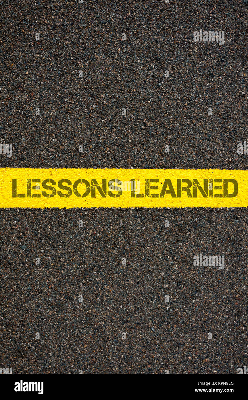 Road marking yellow line words LESSONS LEARNED Stock Photo - Alamy Road marking yellow line words LESSONS LEARNED Stock Photo - Alamy