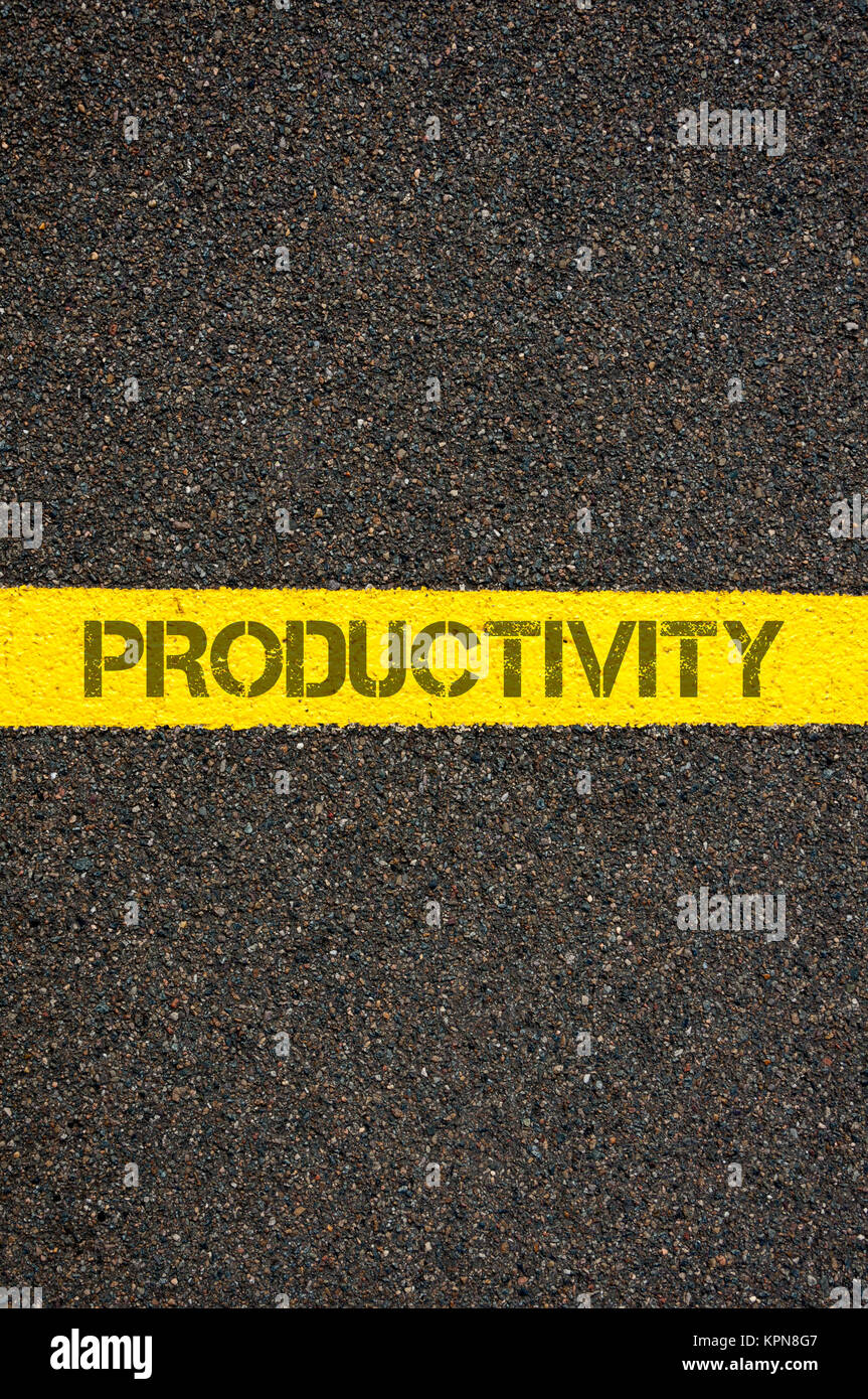 Road marking yellow line with word PRODUCTIVITY Stock Photo - Alamy