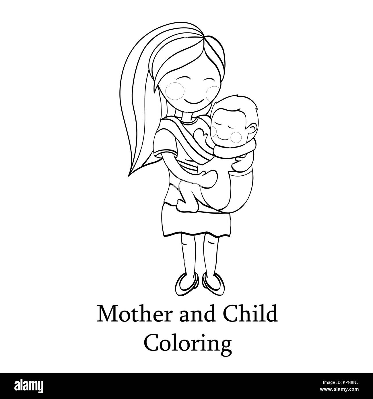 Happy cartoon characters, mother carrying a child using a handy baby ...