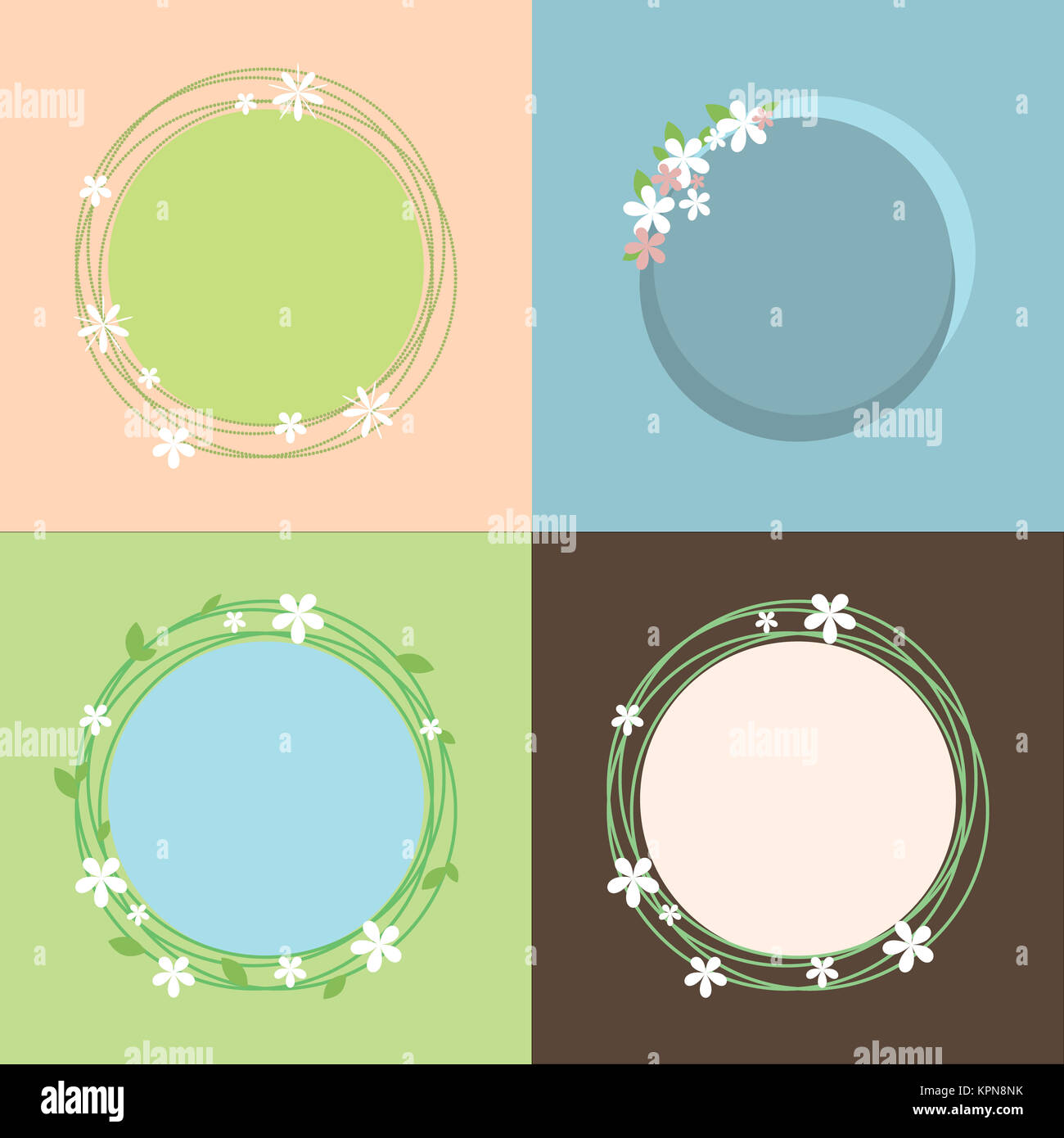 Spring theme colorful set of frames design Stock Photo - Alamy