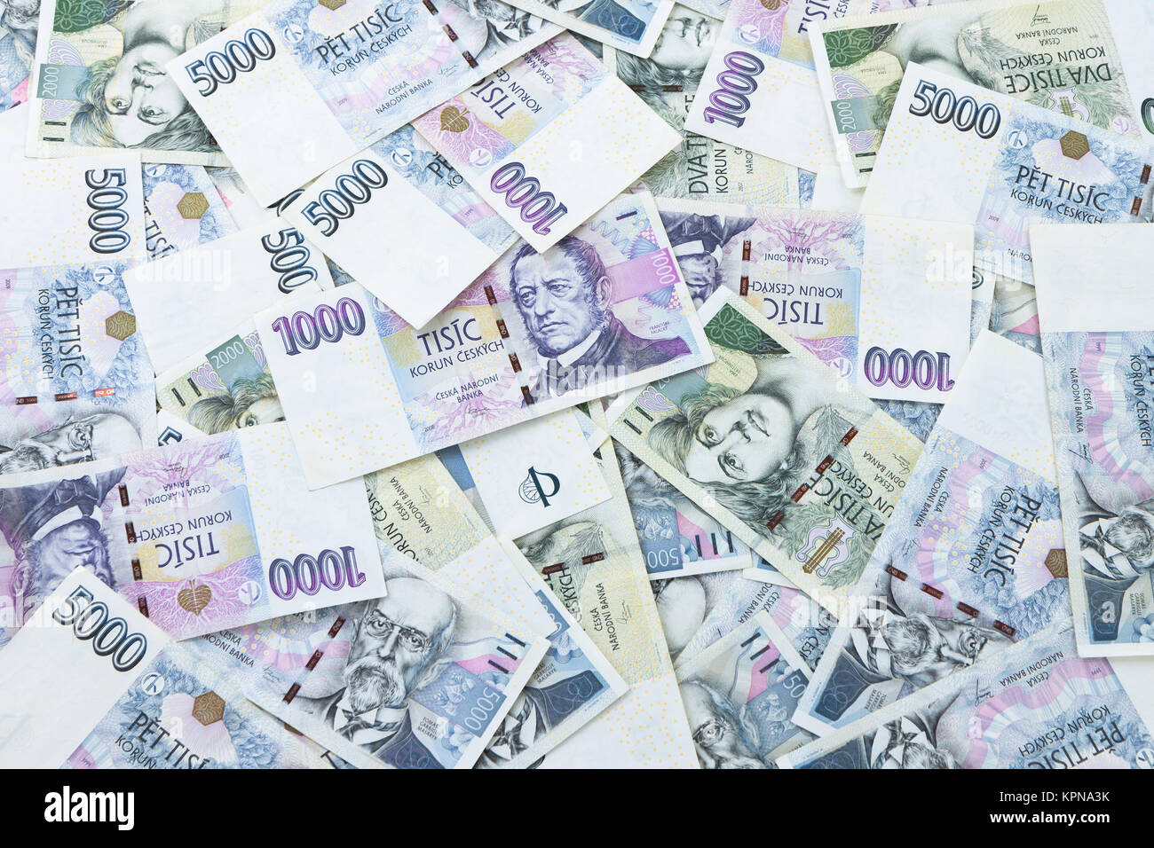 Czech paper money on white background Stock Photo - Alamy