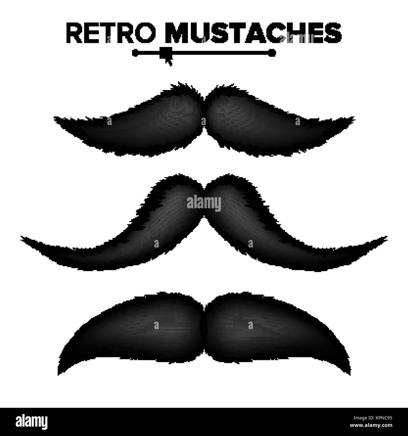 Black Hair Mustaches Vector Vintage Facial Element Isolated Retro Set
