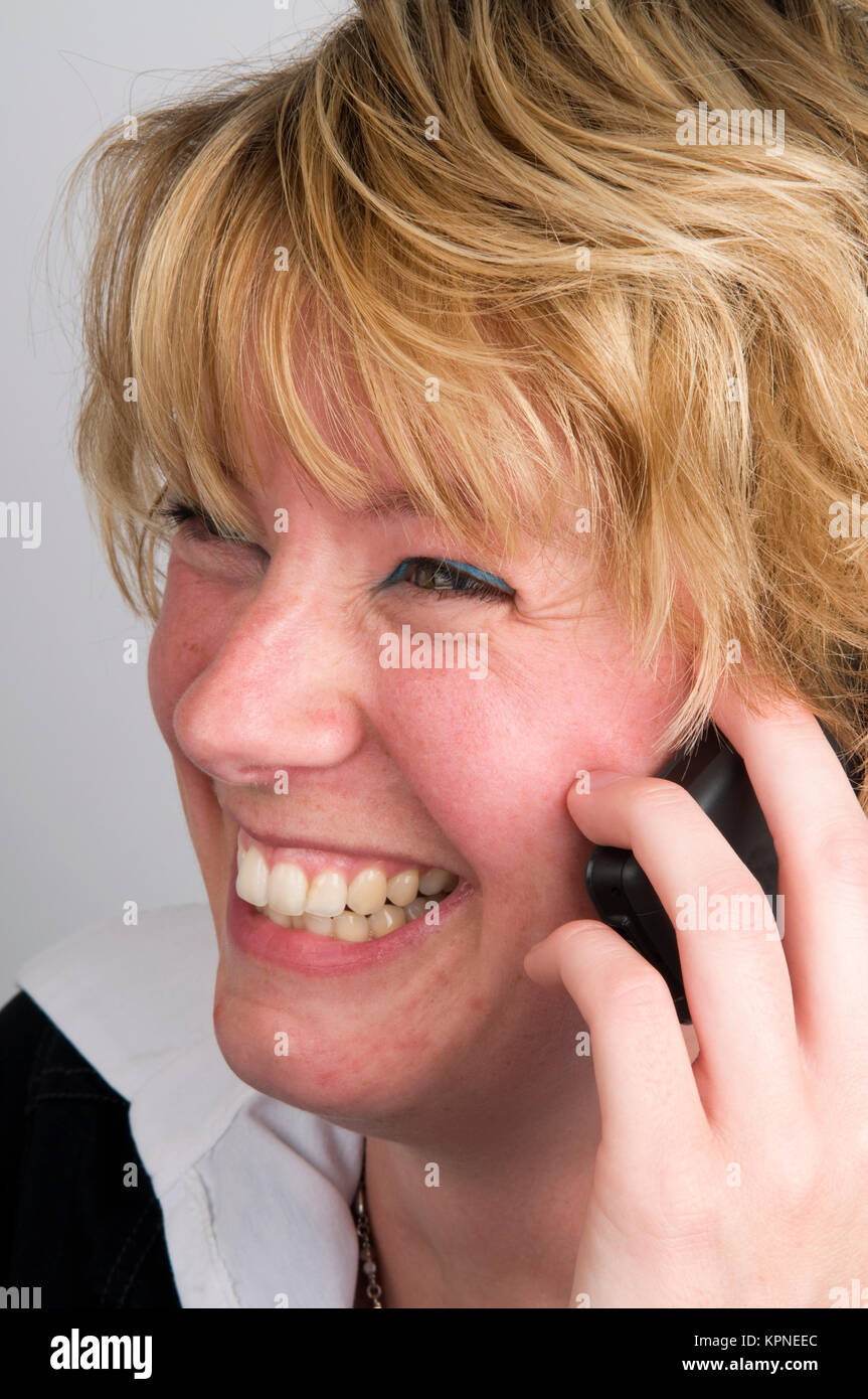 On The Phone Stock Photo - Alamy
