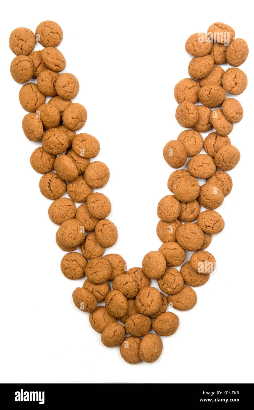 Ginger Nut Alphabet V Stock Photo - Alamy