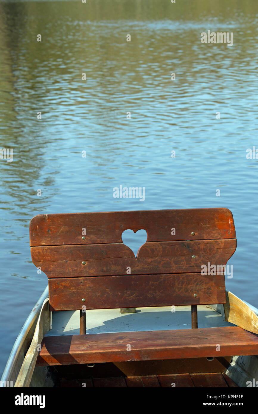 rowboat with heart at a lake Stock Photo - Alamy