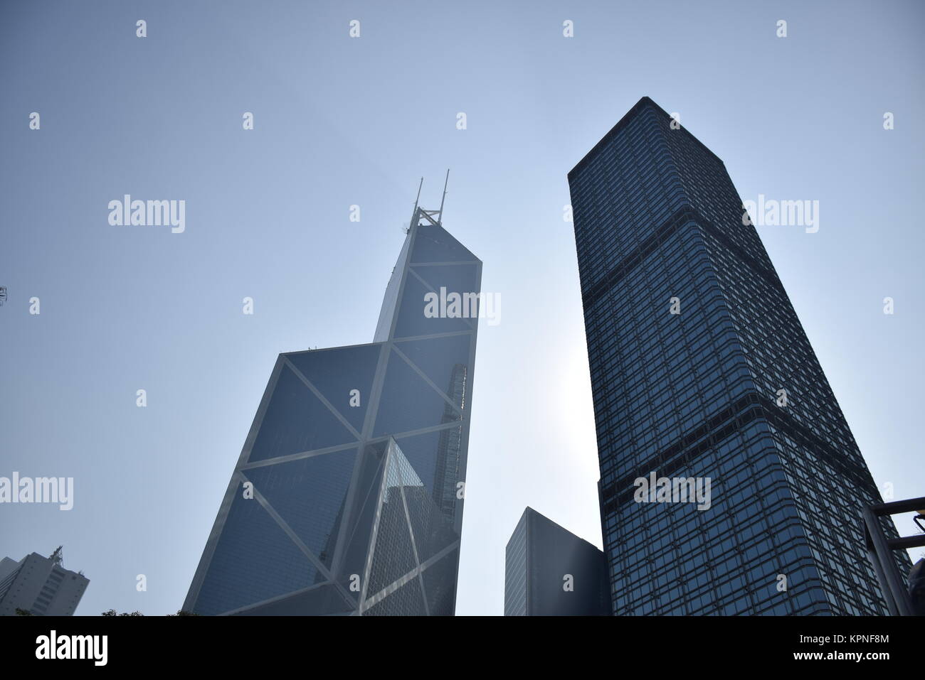Contemporary high-rise buildings and the Bank of China tower in Hong ...