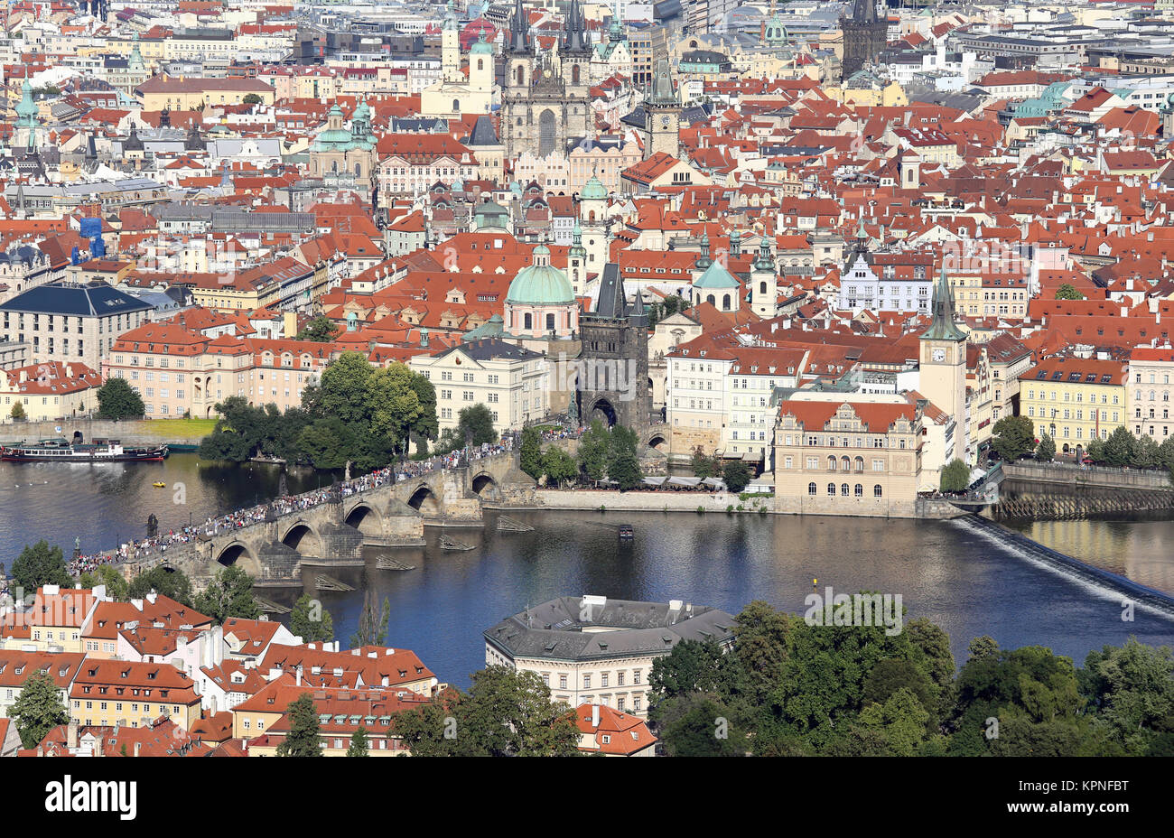 Prague, Czech Republic - August 24, 2016: Panoramic view and the famous ...