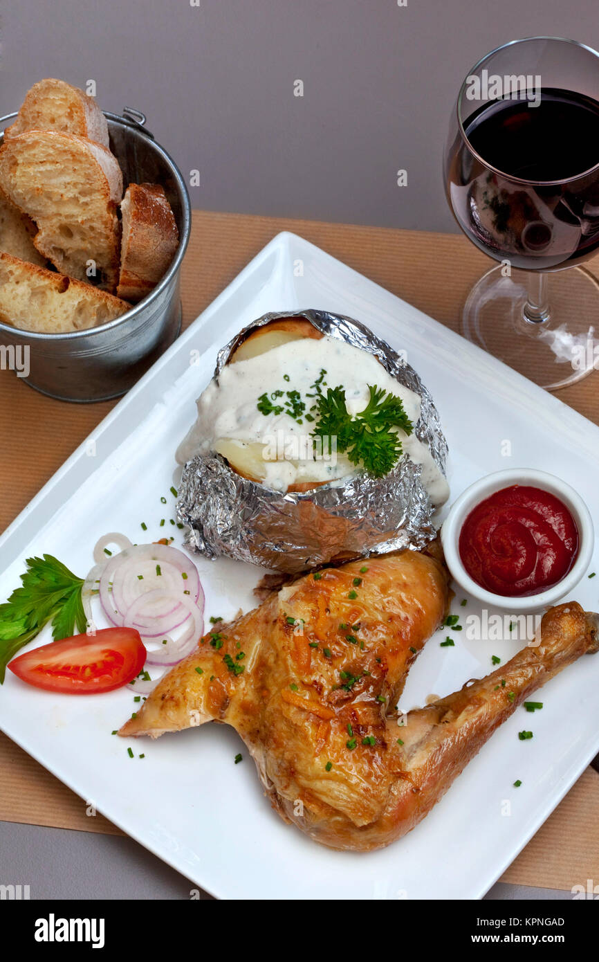 Chicken dish on a plate Stock Photo - Alamy