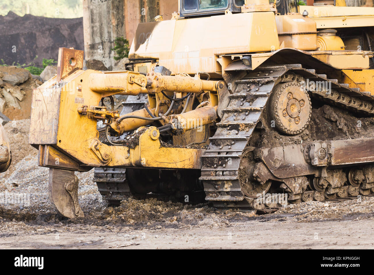 A large bulldozer in construction site Stock Photo - Alamy