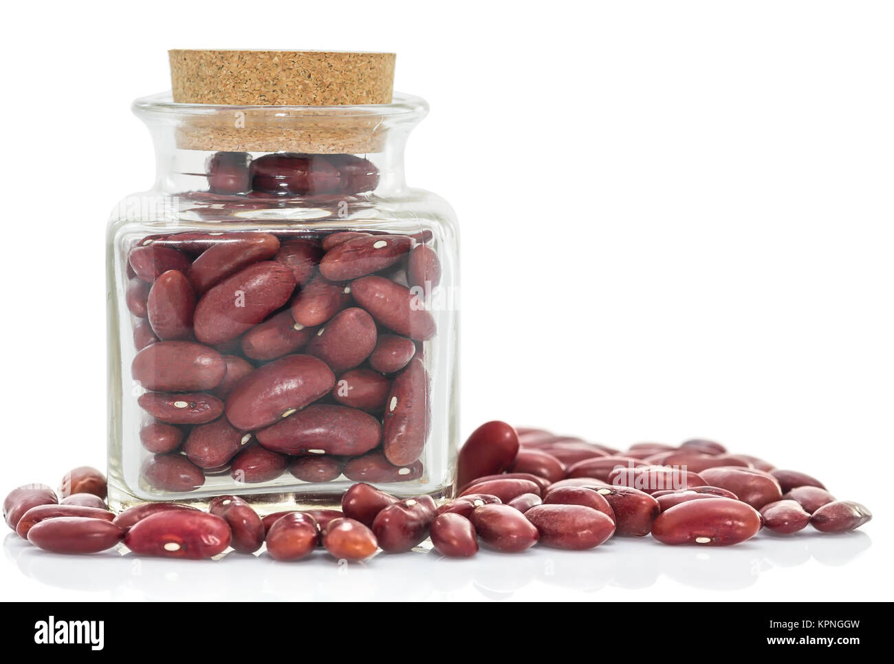 Bottle full of Kidney beans white background Stock Photo - Alamy