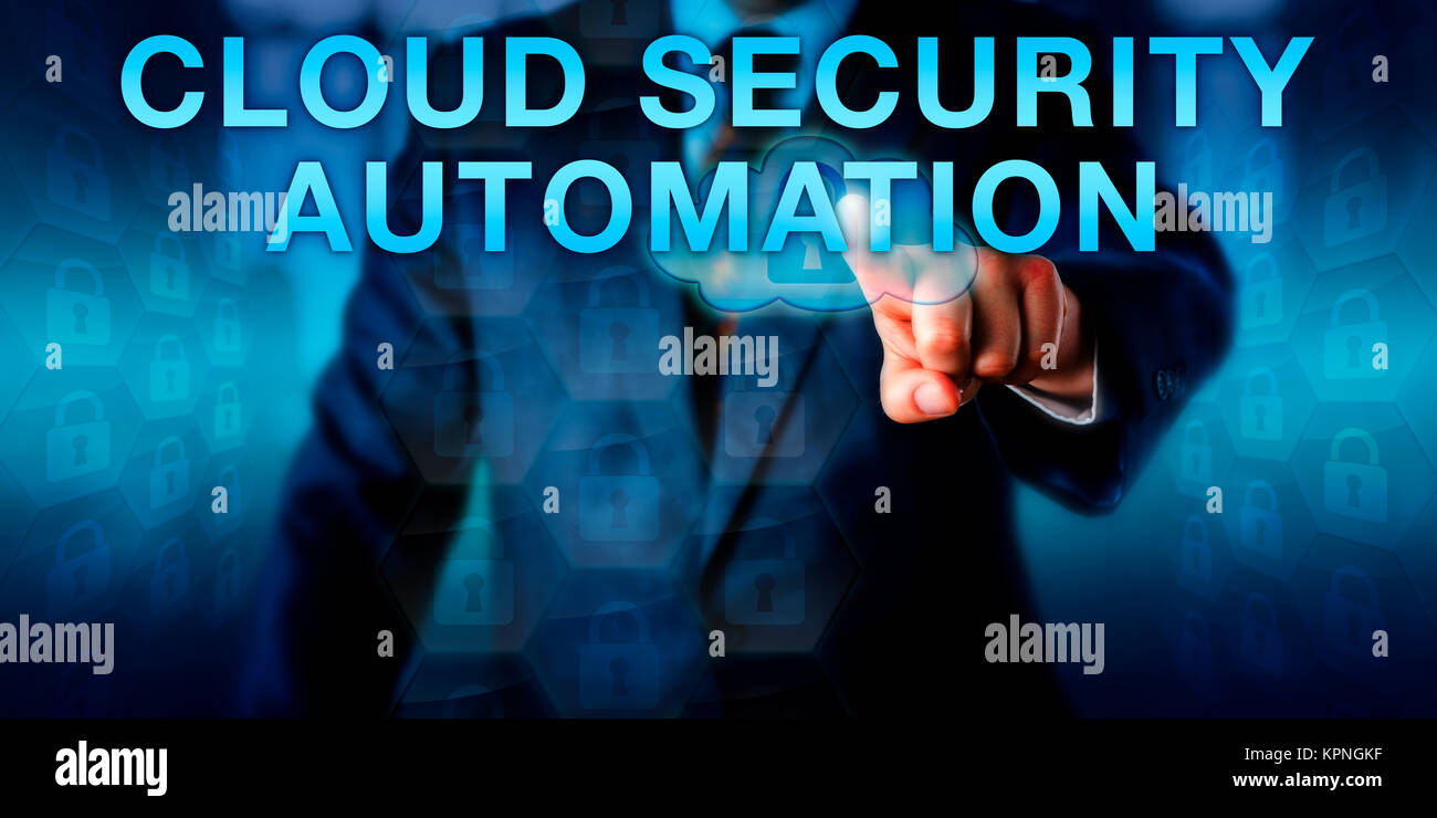 Manager Pushing CLOUD SECURITY AUTOMATION Stock Photo - Alamy