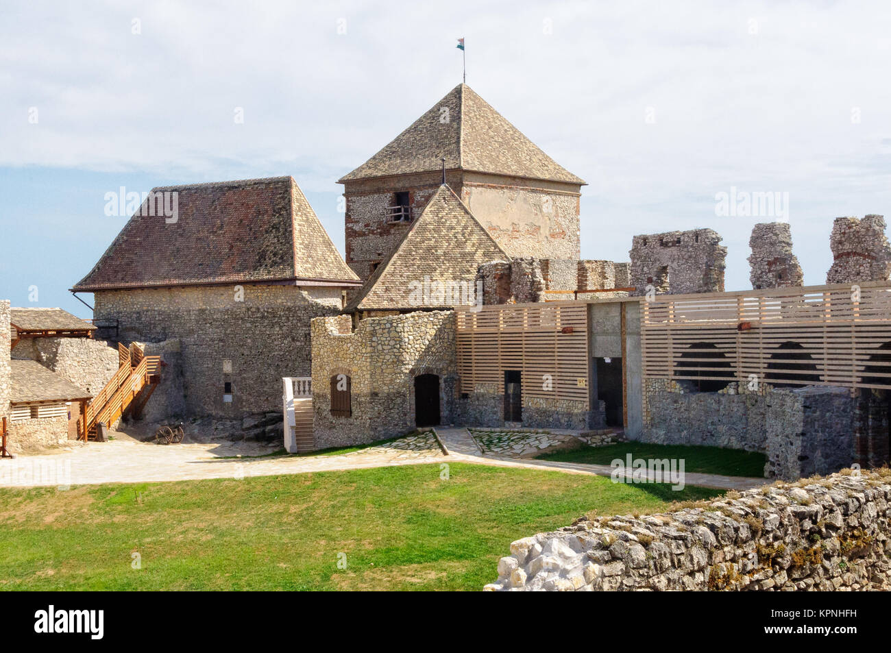 Inside the courtyard of Sumeg (Sümeg) Castle - Sumeg, Hungary Stock ...