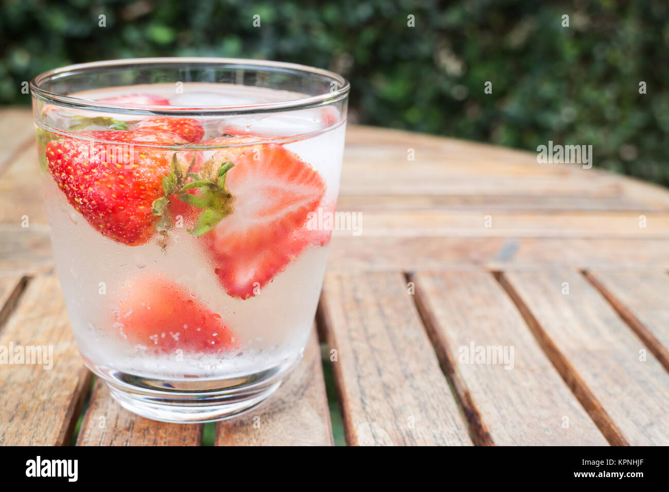 Close-up glass of strawberry infused water Stock Photo - Alamy