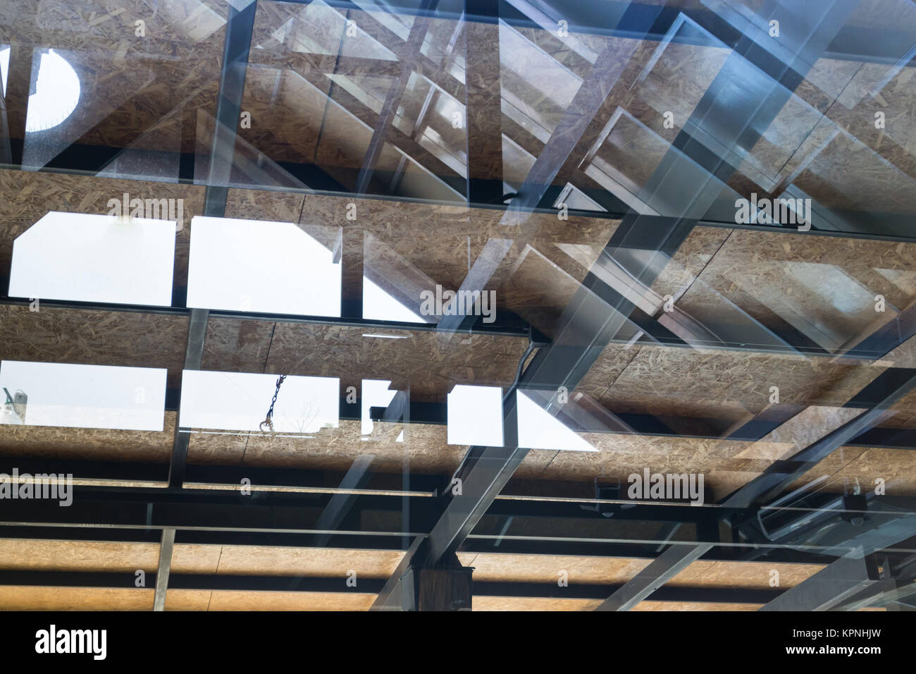 Reflection of glazed atrium roof Stock Photo - Alamy