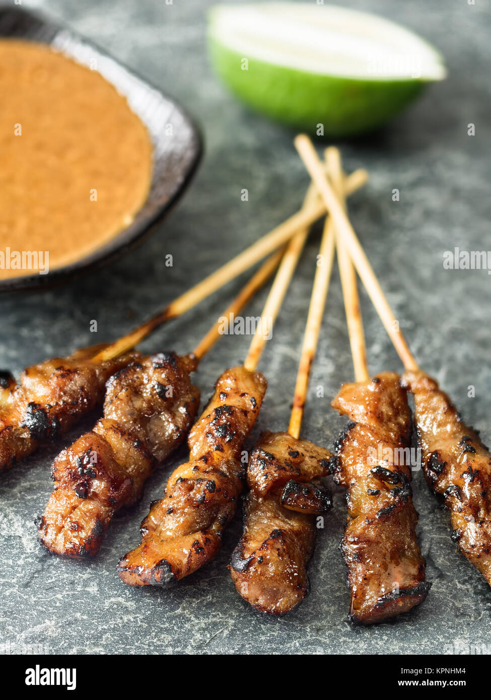 rustic indonesian satay meat skewer Stock Photo - Alamy