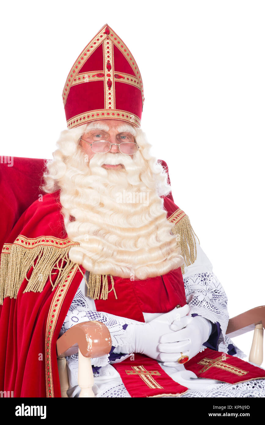 Sinterklaas on his chair Stock Photo - Alamy