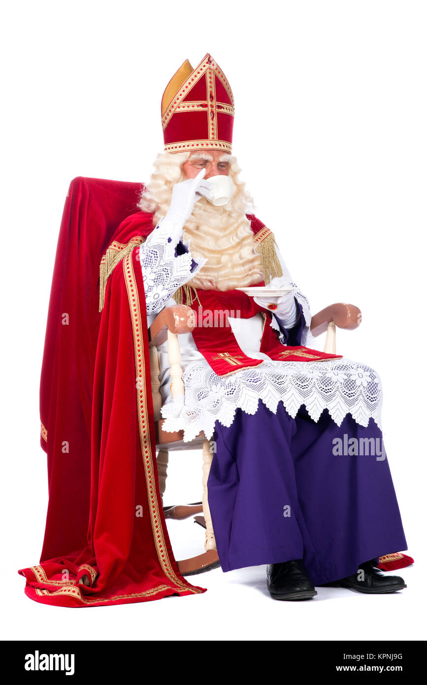 Sinterklaas on his chair Stock Photo - Alamy