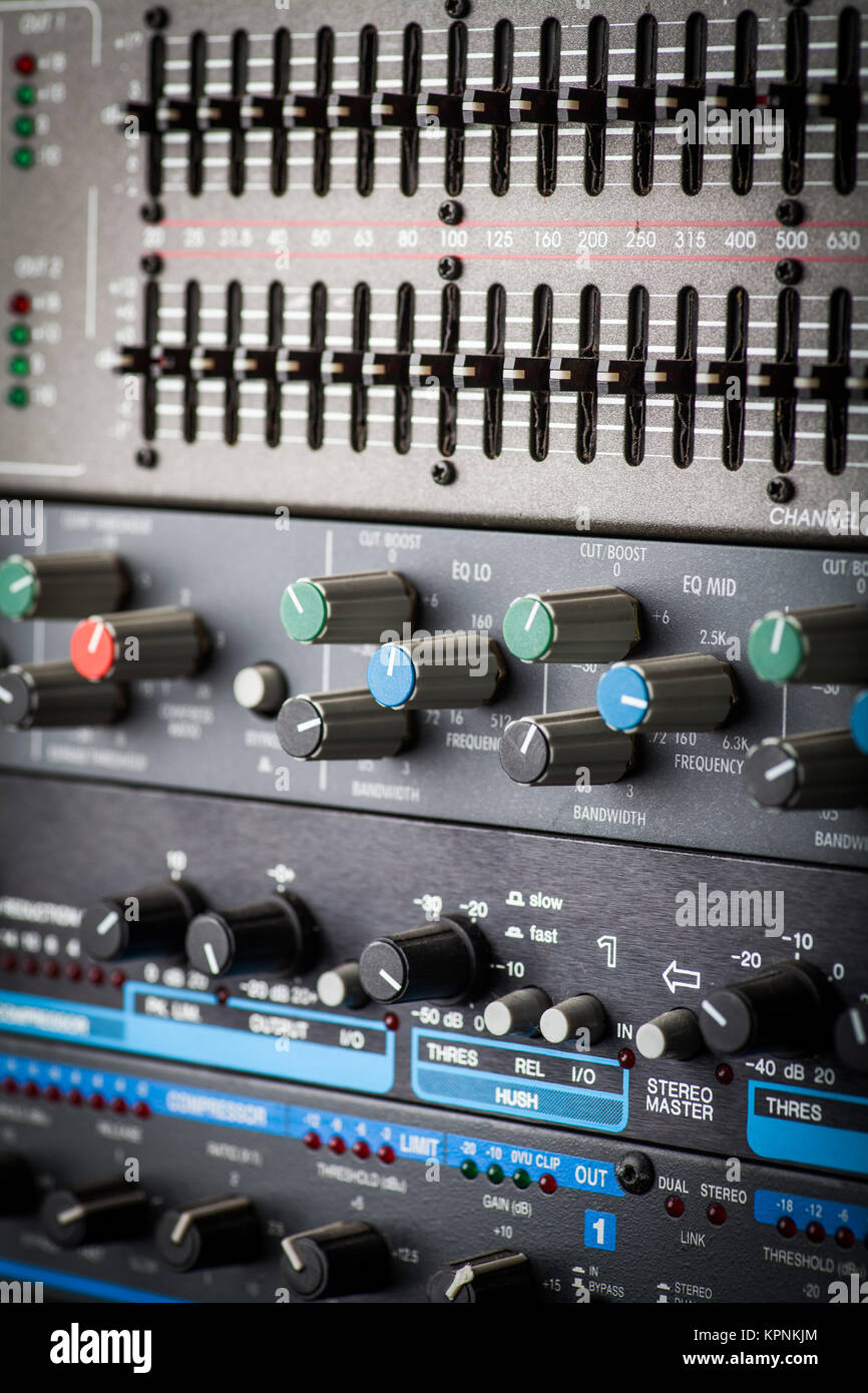 Buttons in sound studio Stock Photo - Alamy