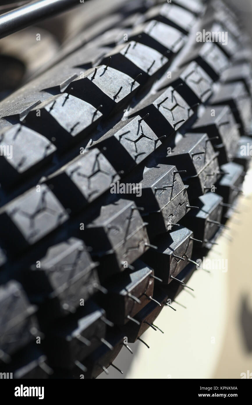 Trial motorcycle knobby tire Stock Photo - Alamy