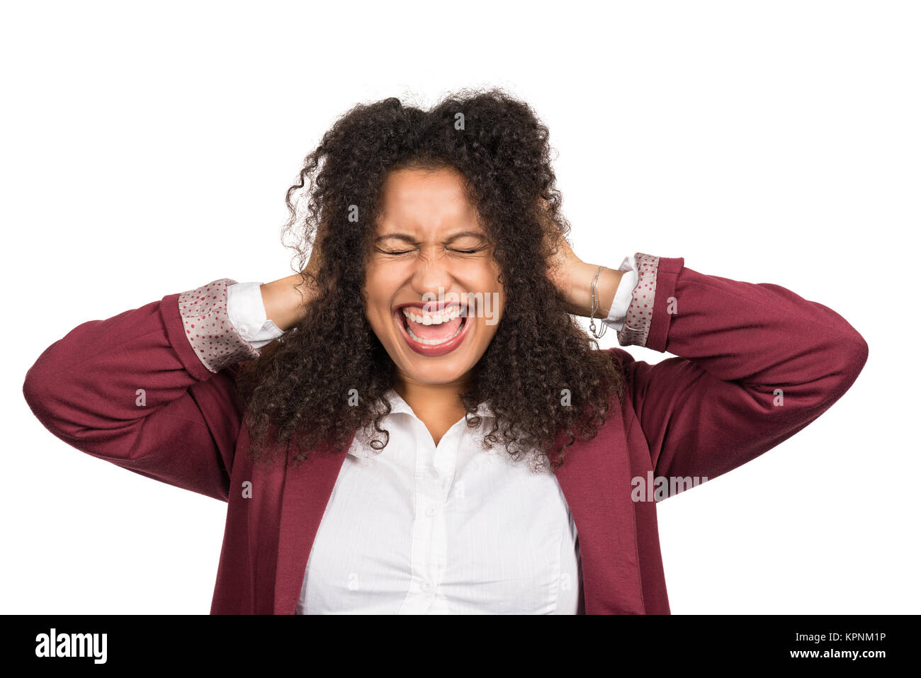 Woman keep shut ear hi-res stock photography and images - Alamy