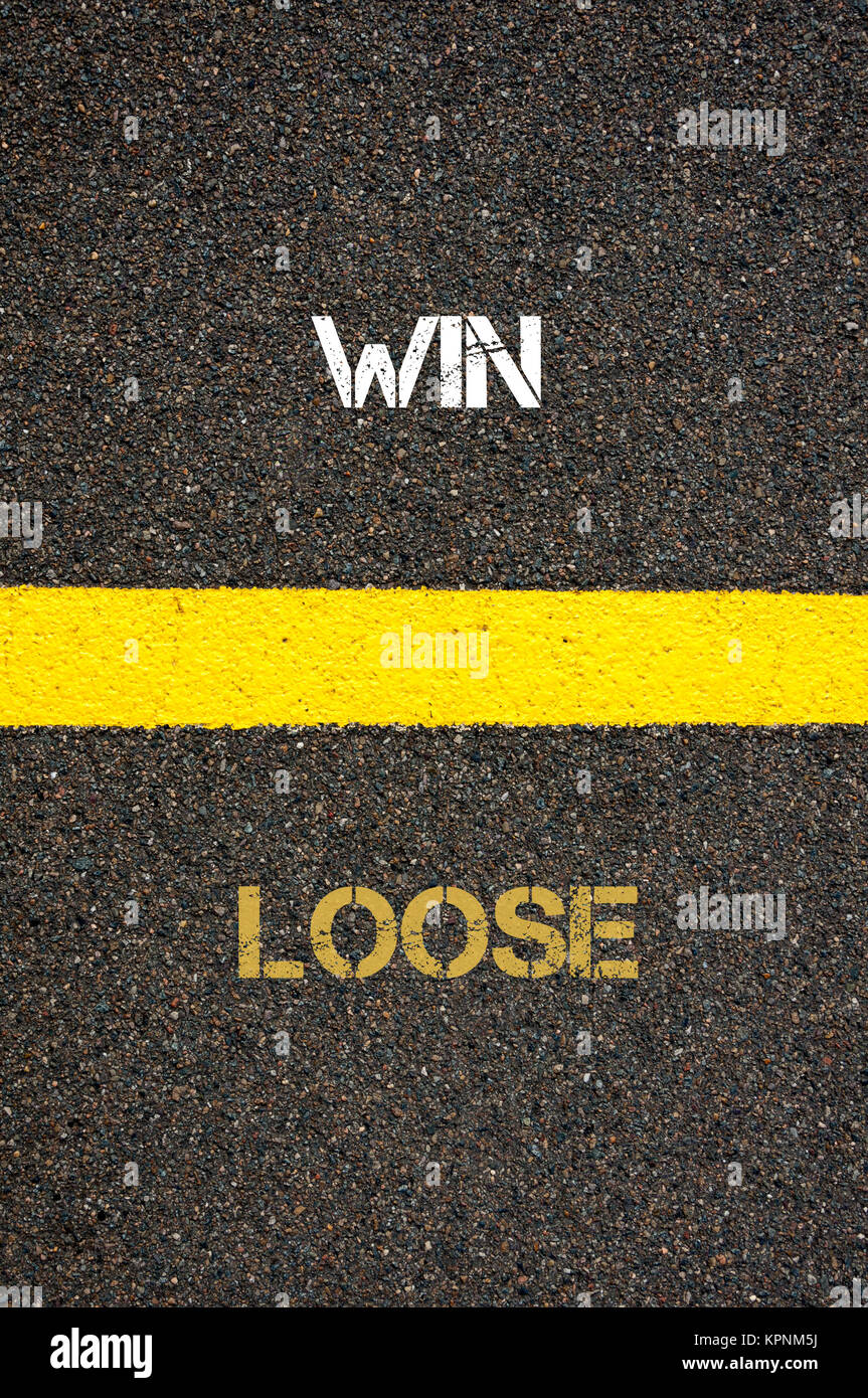 Antonym concept of LOOSE versus WIN Stock Photo - Alamy