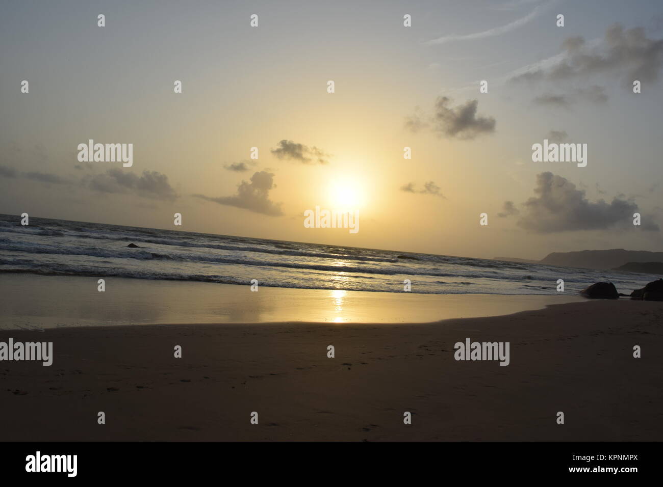 Beautiful sunset view on beach. Awesome sunset view of a sandy beach ...