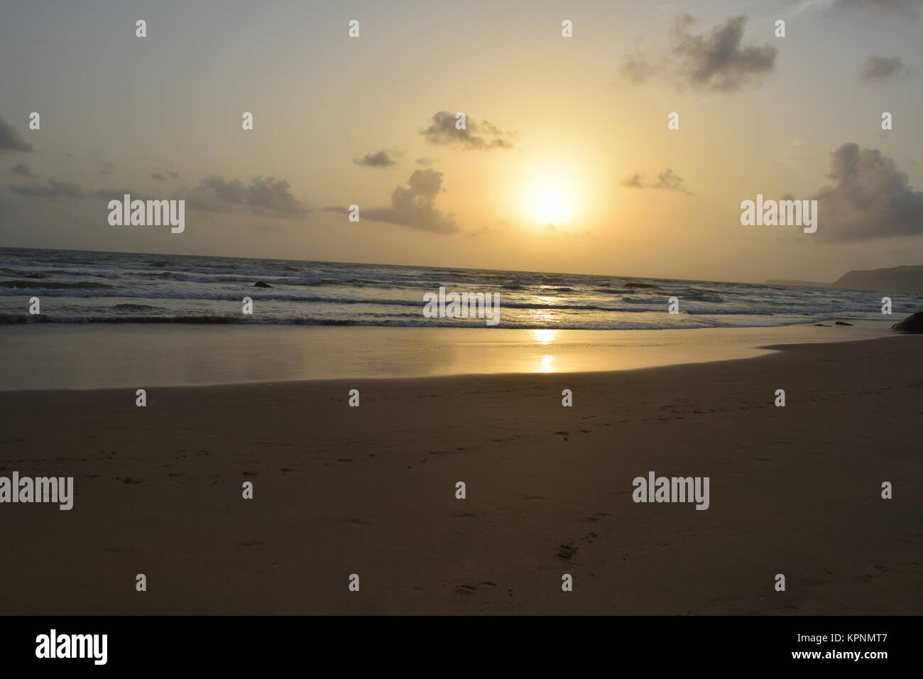 Beautiful sunset view on beach. Awesome sunset view of a sandy beach ...