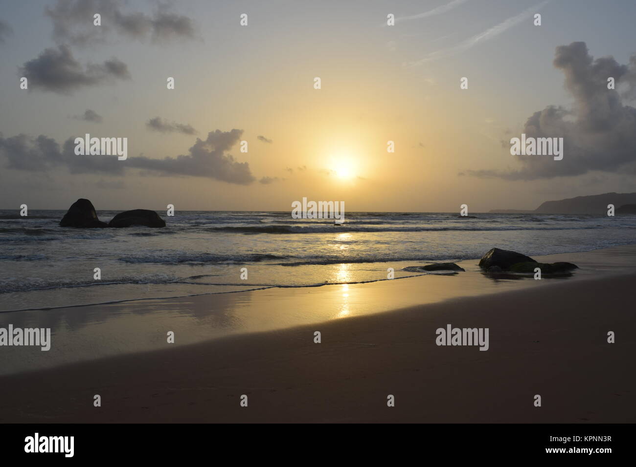 Beautiful sunset view on beach. Awesome sunset view of a sandy beach ...